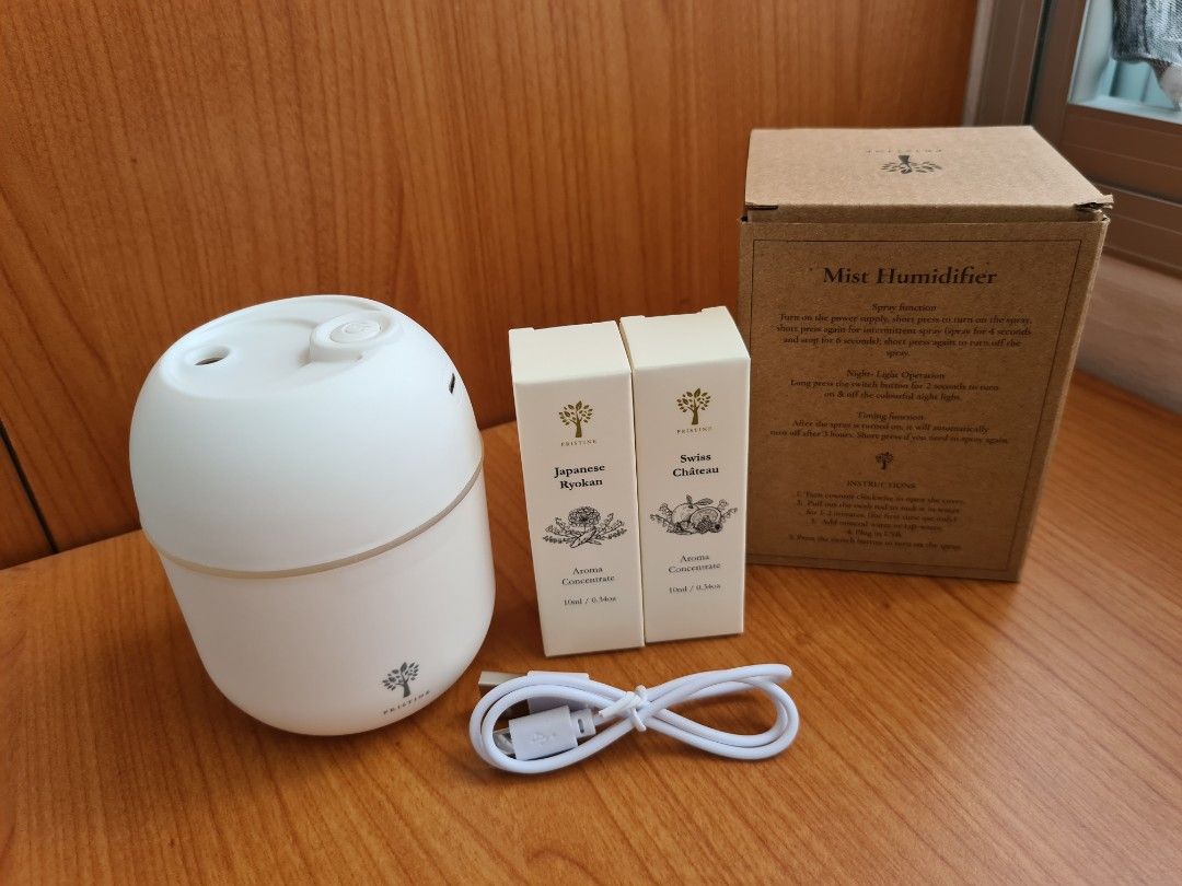 Pristine Mist Humidifier + 2 bottles Essential Oil, Furniture & Home ...
