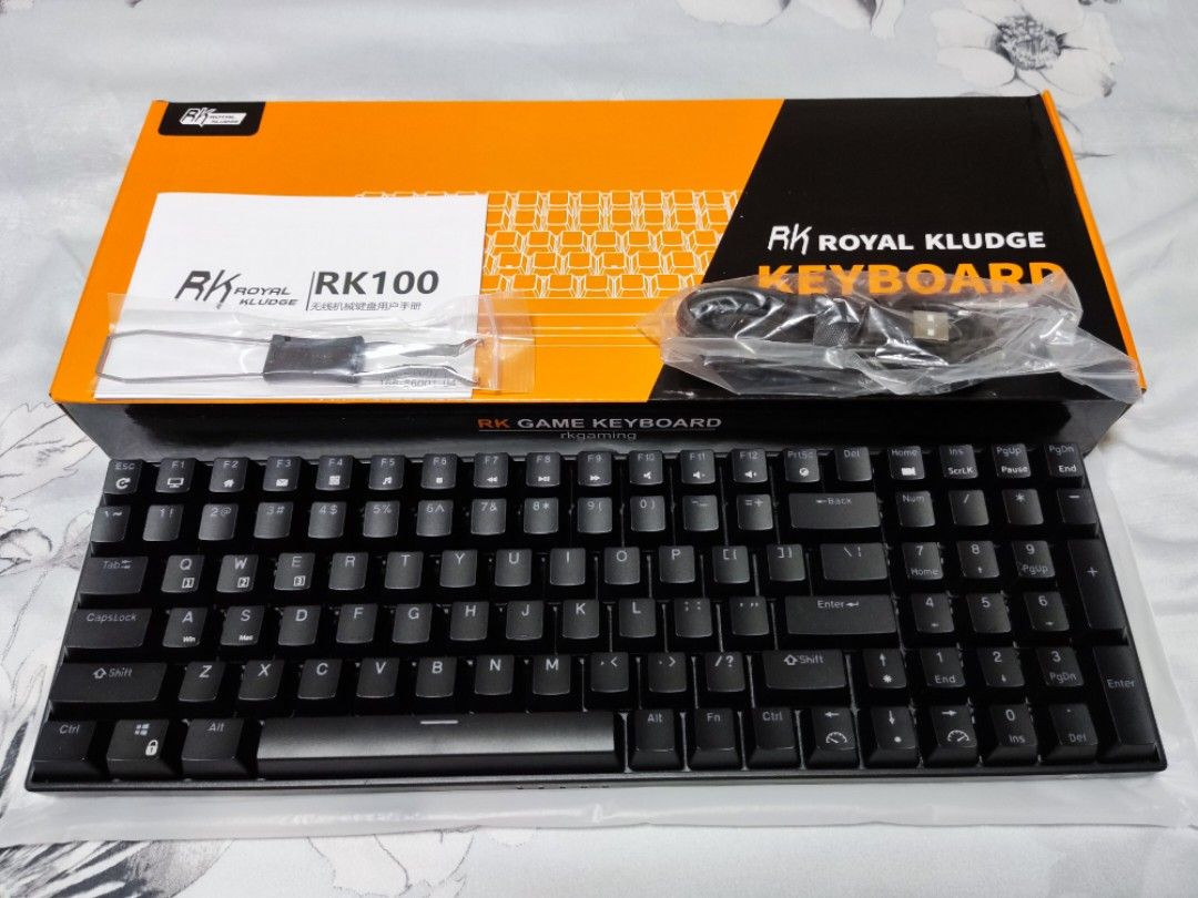 Royal Kludge RK100 Hot-swappable 100keys White LED Backlit Tri-mode (Bluetooth/2.4G/Wired ...