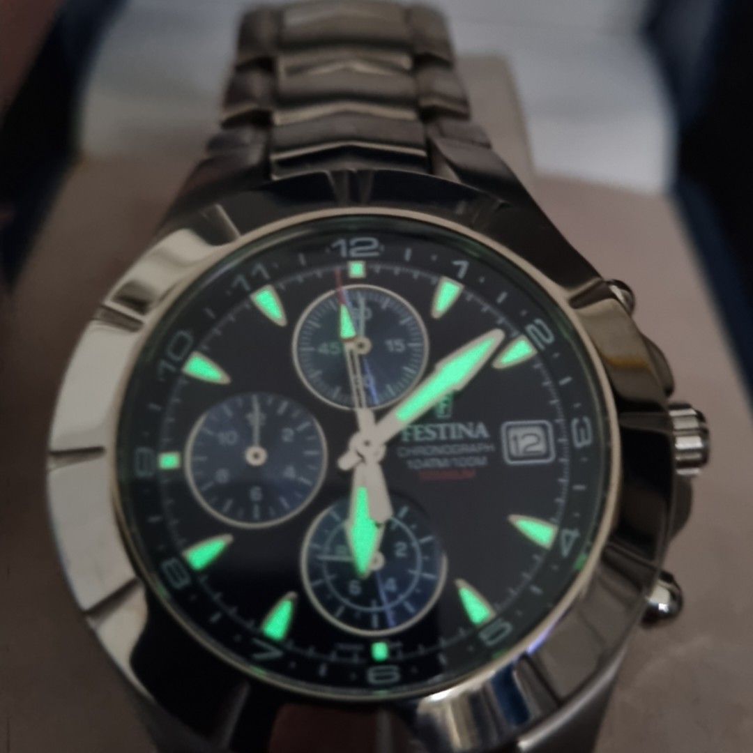 Swatch swiss watch Khaki FESTINA CHRONOGRAPH TITANIUM ORI, Fesyen Pria ...