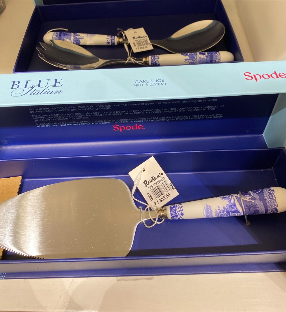 Spode Blue Italian Server| Stainless Steel Cake Knife with Porcelain ...