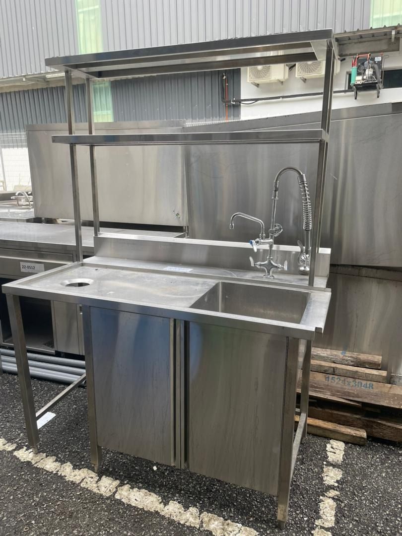 Stainless steel single bowl sink w/ scrap hole & 2 door & 2 tier, TV ...