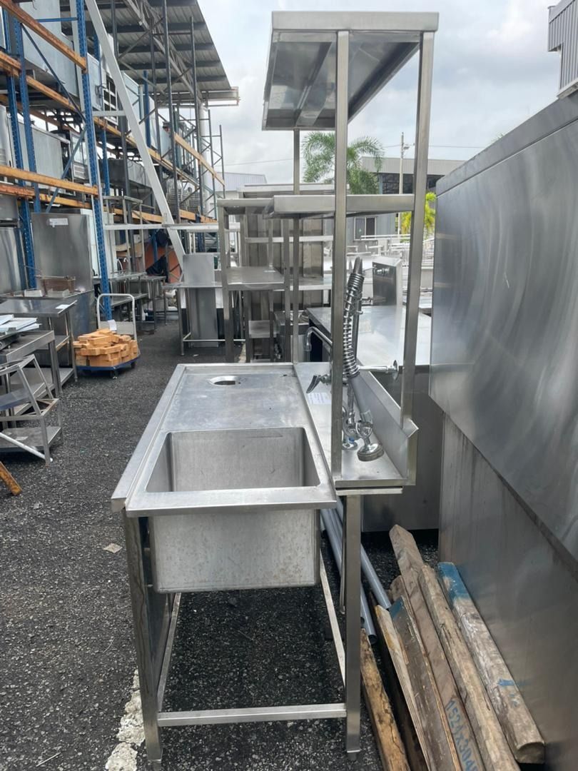 Stainless steel single bowl sink w/ scrap hole & 2 door & 2 tier, TV ...