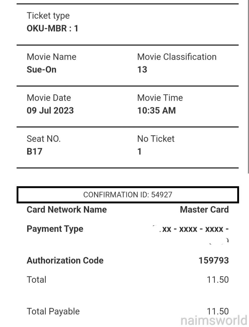 Sue-On movie ticket GSC Berjaya Times Square (OKU only), Tickets ...