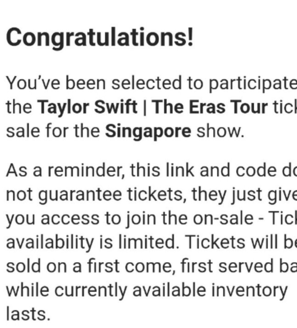 Taylor swift access code, Everything Else on Carousell