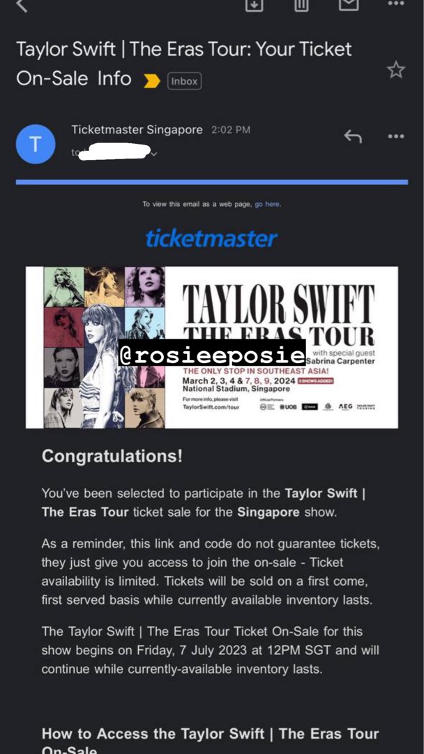 taylor swift eras tour ticket access code general sale, Tickets ...