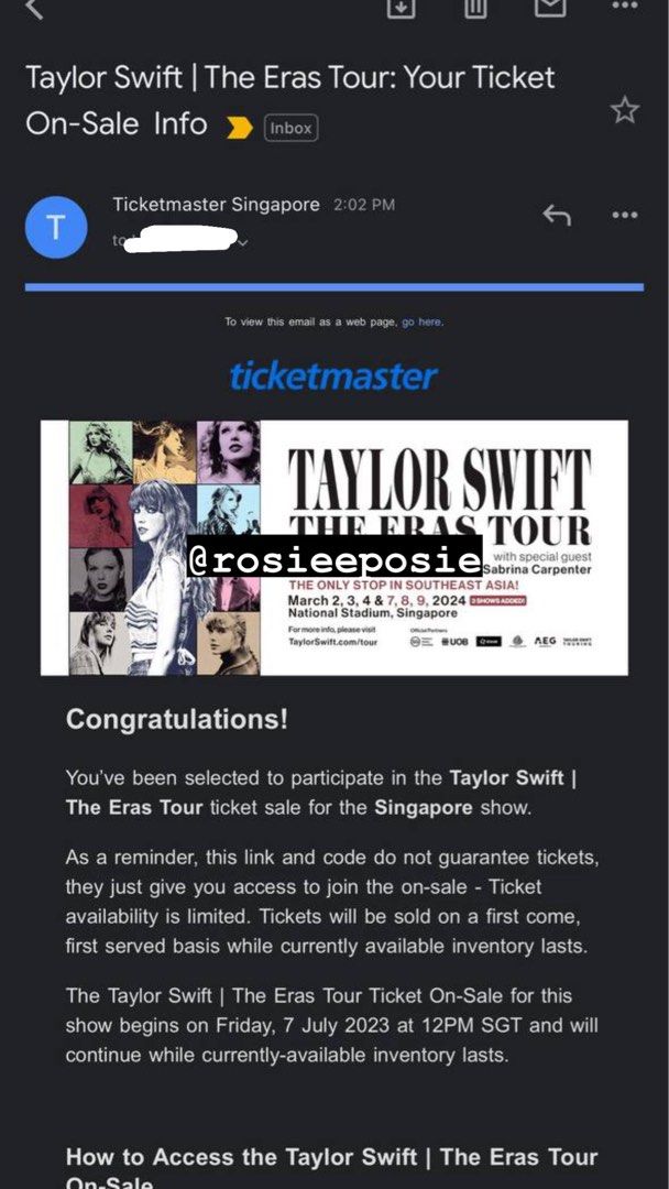 taylor swift eras tour ticket access code general sale, Tickets ...