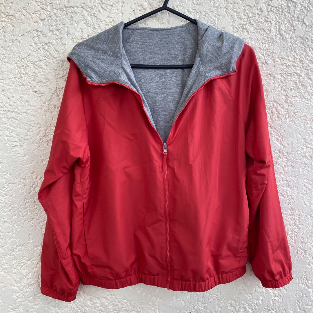Uniqlo Reversible Parka Waterproof Jacket (Red Large), Women's Fashion ...