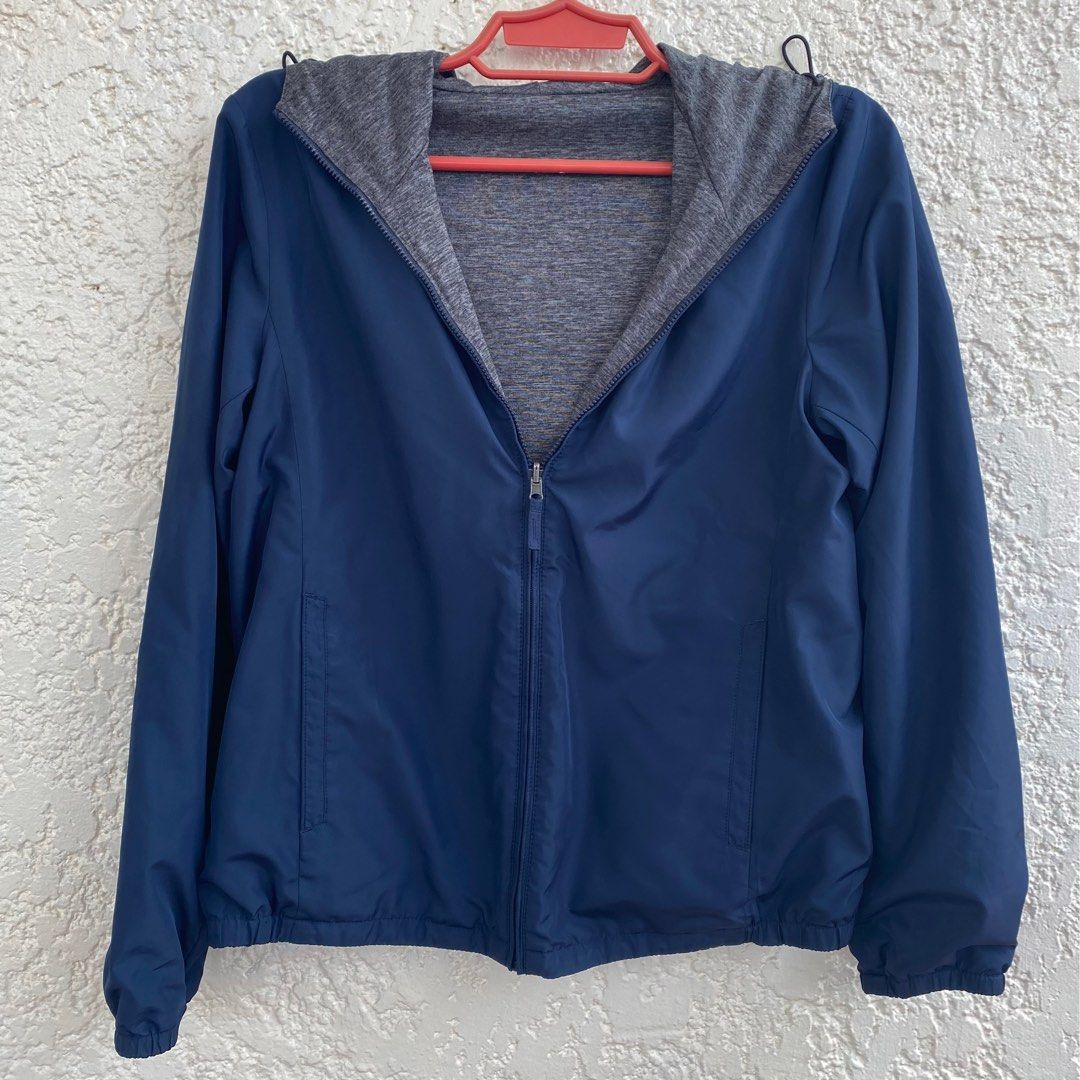 Uniqlo Reversible Parka Waterproof Jacket (Navy Blue Medium), Women's ...