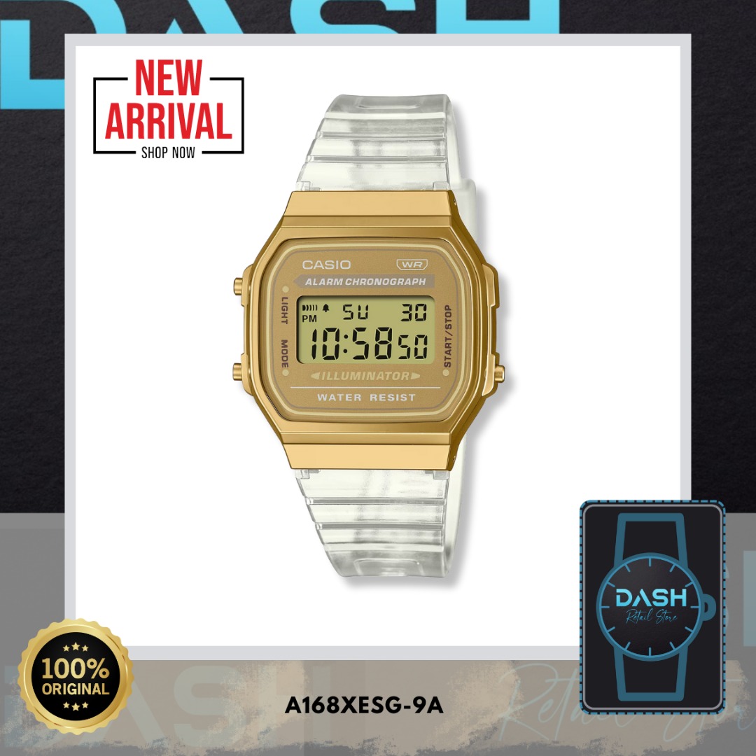 Unisex Casio A168XESG-9A / A168XESG-9ADF - A168XESG - with transparent band, Women's Fashion ...