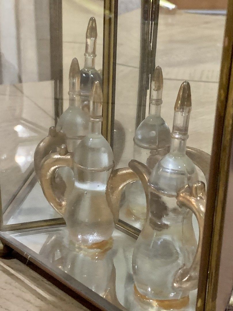 Vintage Miniature Crystal Dallah (Arabic Coffee Pot) Inside a Vintage ...