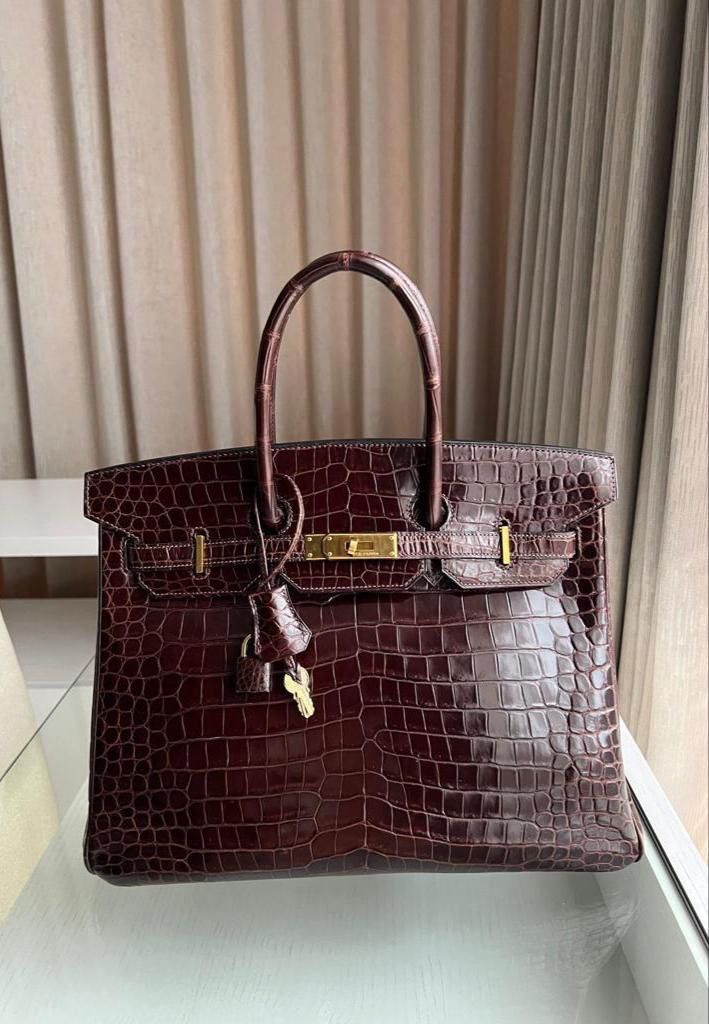 *VVGC* ( good shape no scuff ) B35 Chocolate shiny porosus GHW stamp K ...