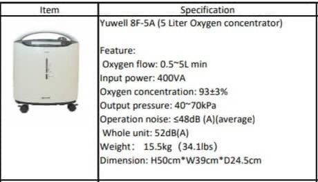 Yuwell 8F-5A (5 litre oxygen concentrator home care covid portable ...