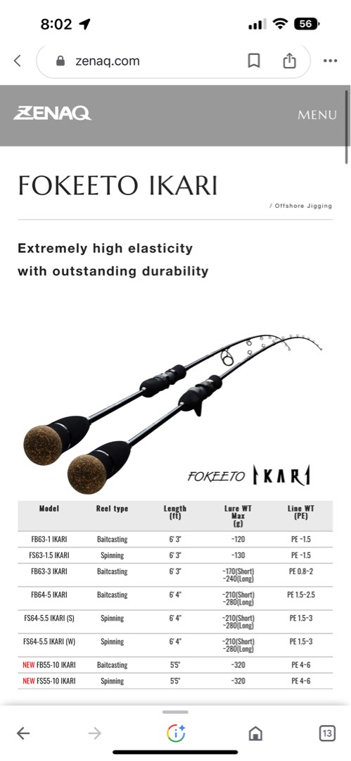 Zenaq Fokeeto Ikari FB63-3, Sports Equipment, Fishing on Carousell