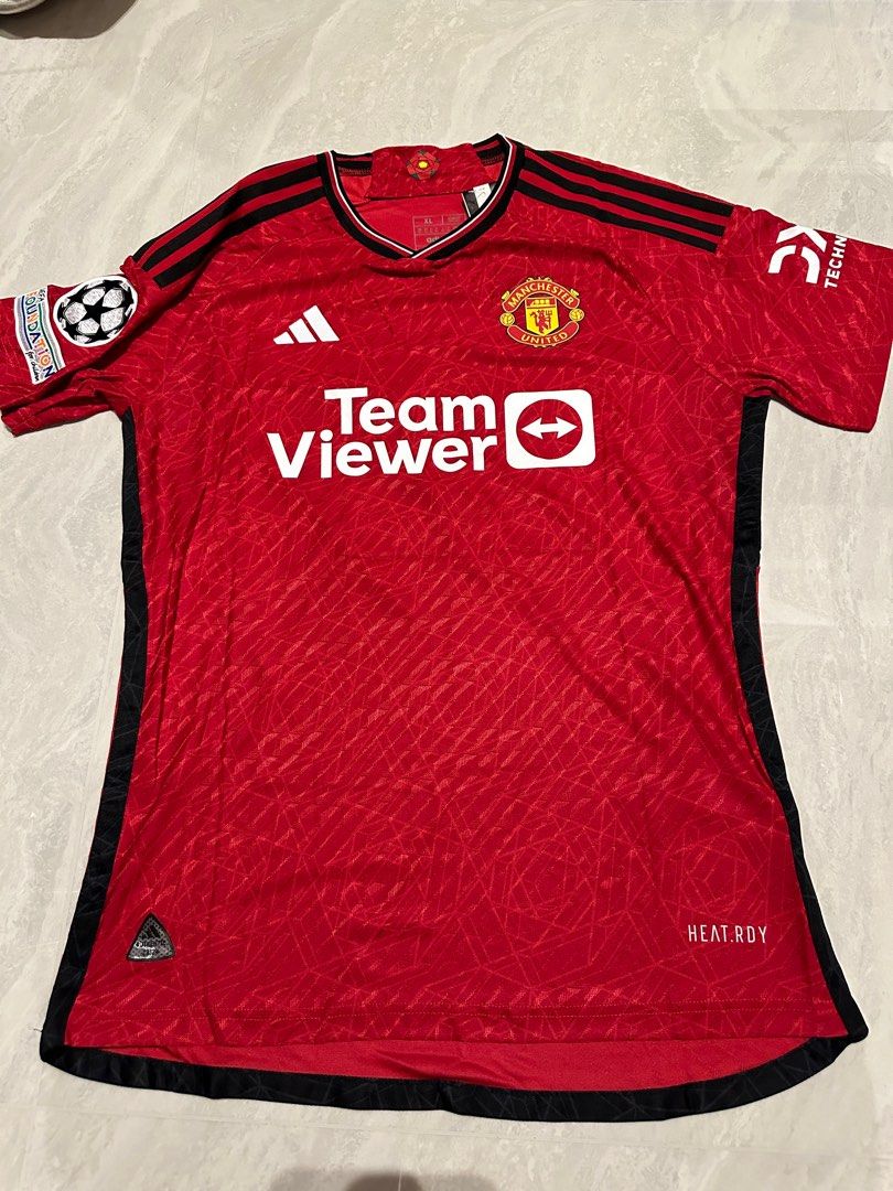 23/24 Man Utd Home Kit Jersey Garnacho #7 UCL font and patch (XL Size Player Version), Men's ...