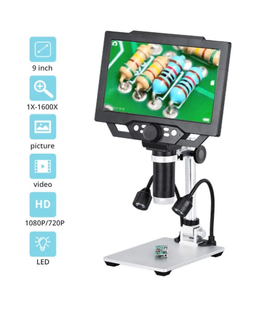 (全新) G1600 ～9寸LCD 顯示屏 1080P Digital Microscope 高清電子顯微鏡～內置電版本, 攝影器材, 鏡頭及 ...