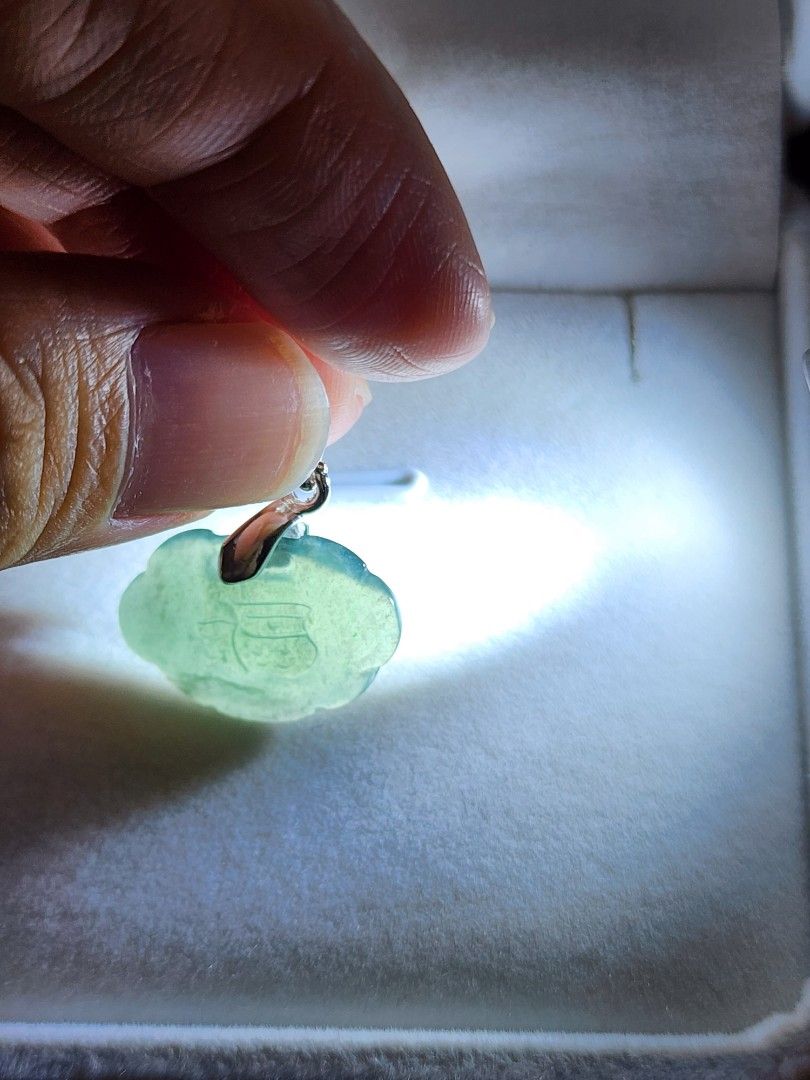 福 type A blue water jadeite pendant, Women's Fashion, Jewelry ...