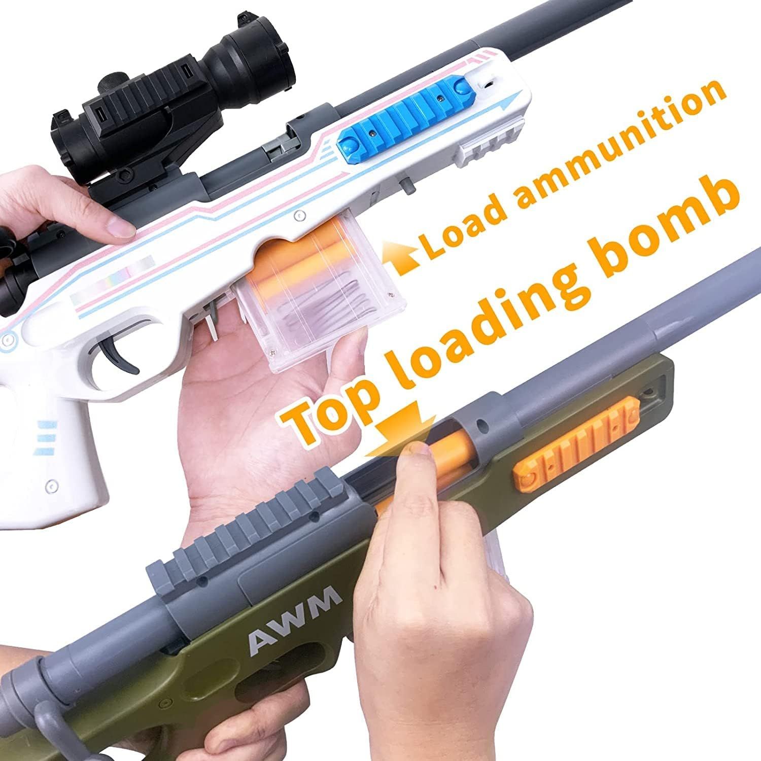 AGM MASTECH AWM Shell-Throwing Blaster Shot Gun, 40 Official Darts, 4 ...