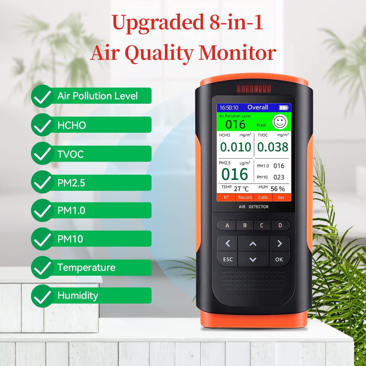 Air Quality Monitor Upgraded Portable Air Detector Meter Air Pollution ...