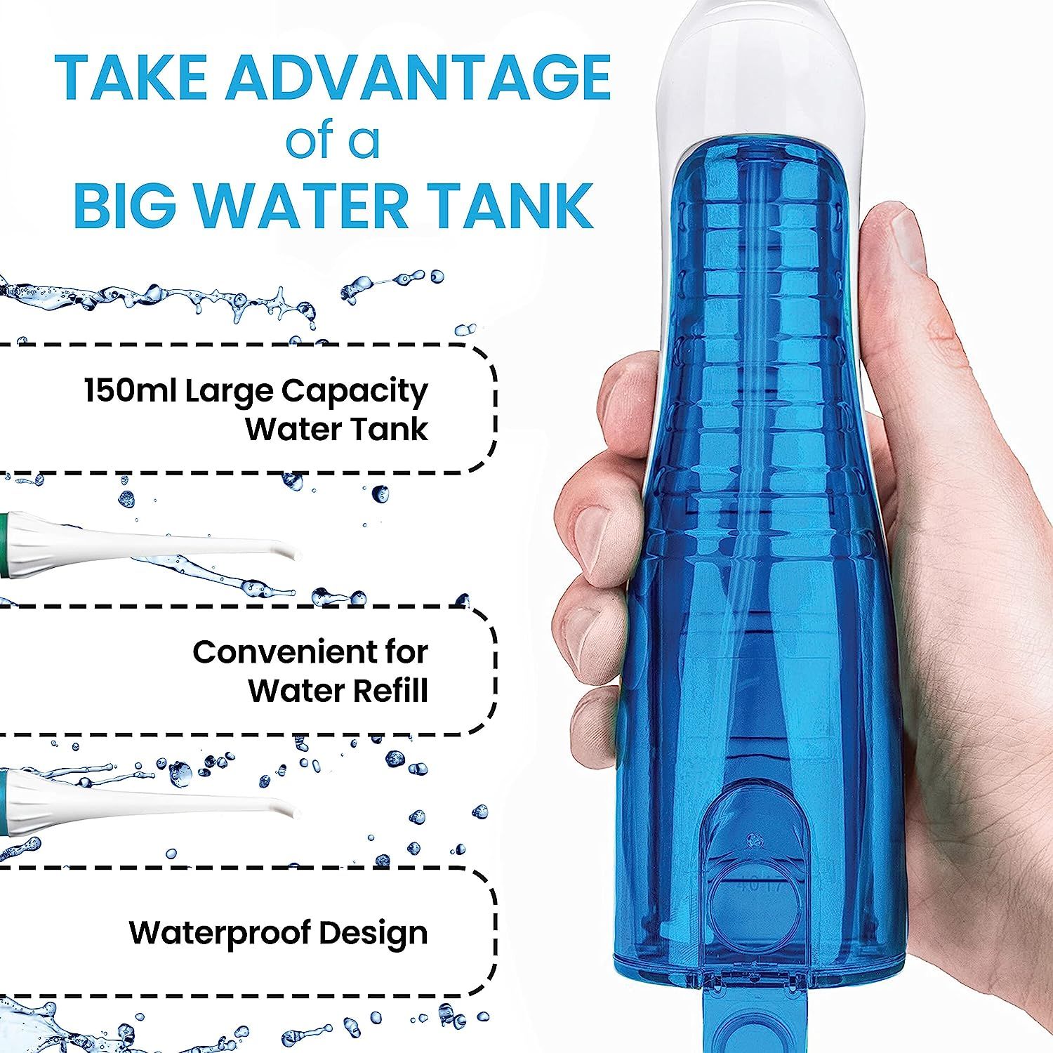 Aquasonic Aqua Flosser - Professional Rechargeable Water Flosser with 4 ...