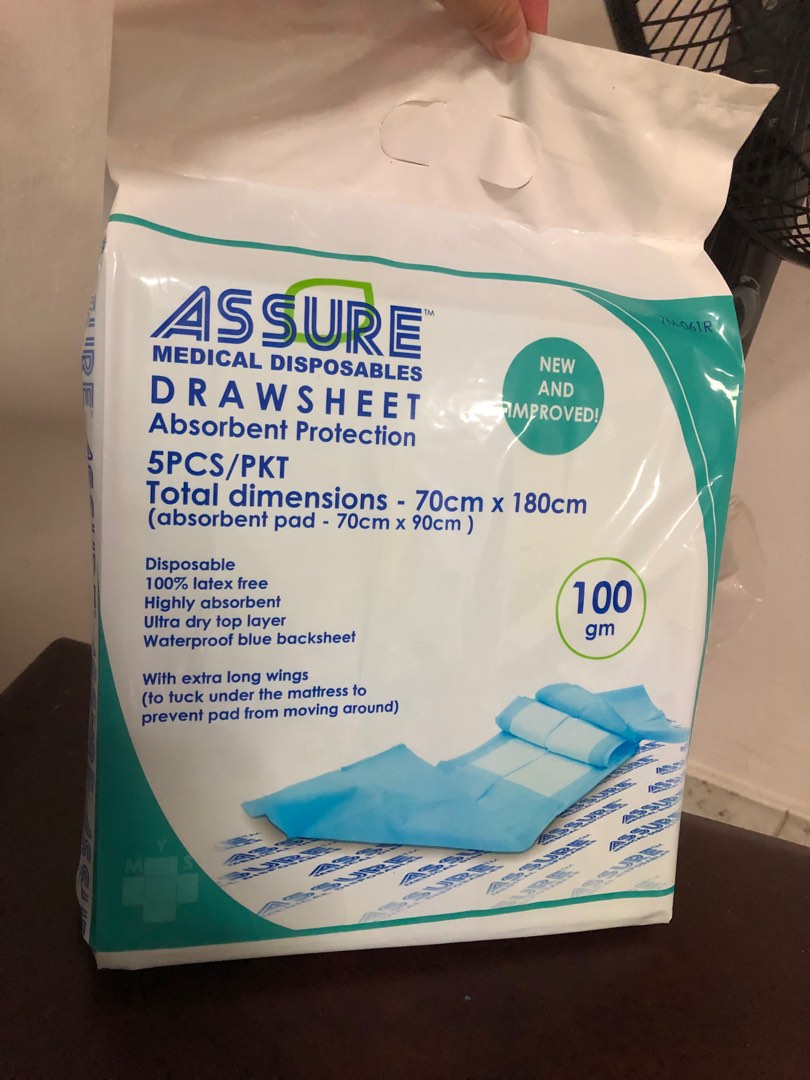 Assure Drawsheet Underpad (70cm x 180cm), Health & Nutrition, Medical ...