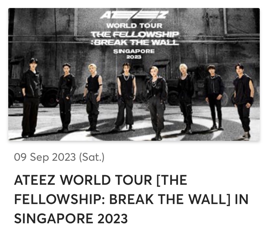 ateez singapore concert 2023 tickets, Tickets & Vouchers, Event Tickets on Carousell