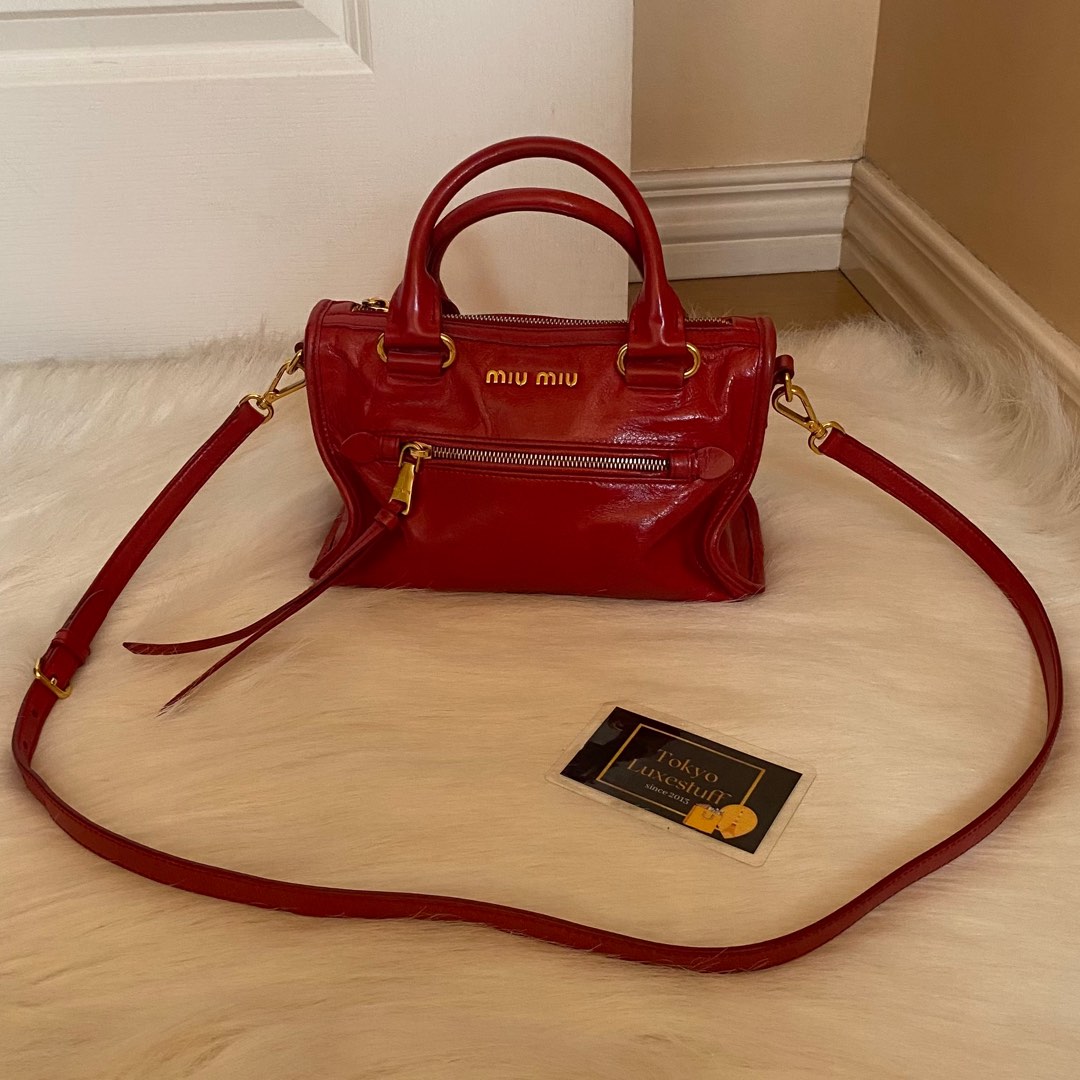 Authentic Preloved Miu Miu Two-Way Shoulder Bag in Red with Gold ...