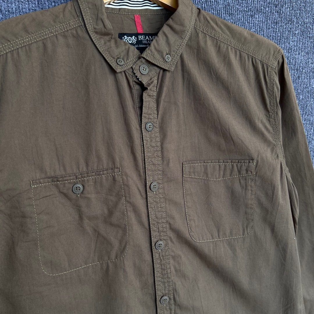 Beams Heart Button Ups Shirt, Men's Fashion, Tops & Sets, Formal Shirts ...