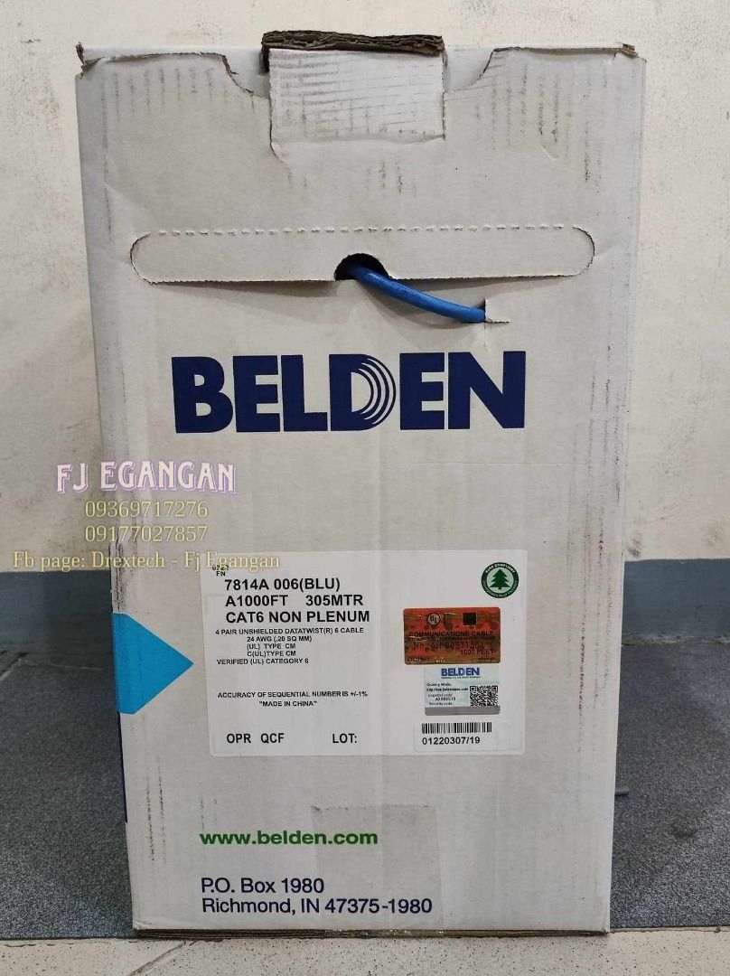 Belden Cat6 Pure Copper UTP Cable 305M - Blue, Computers & Tech, Parts ...