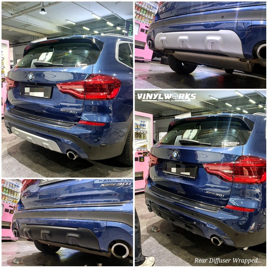 BMW X3 Rear Diffuser Wrap Matte Black Vinyl Sticker, Car Accessories ...