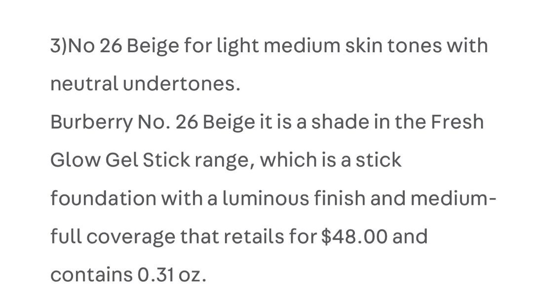 Burberry Fresh Glow Gel Stick Foundation, Beauty & Personal Care, Face ...