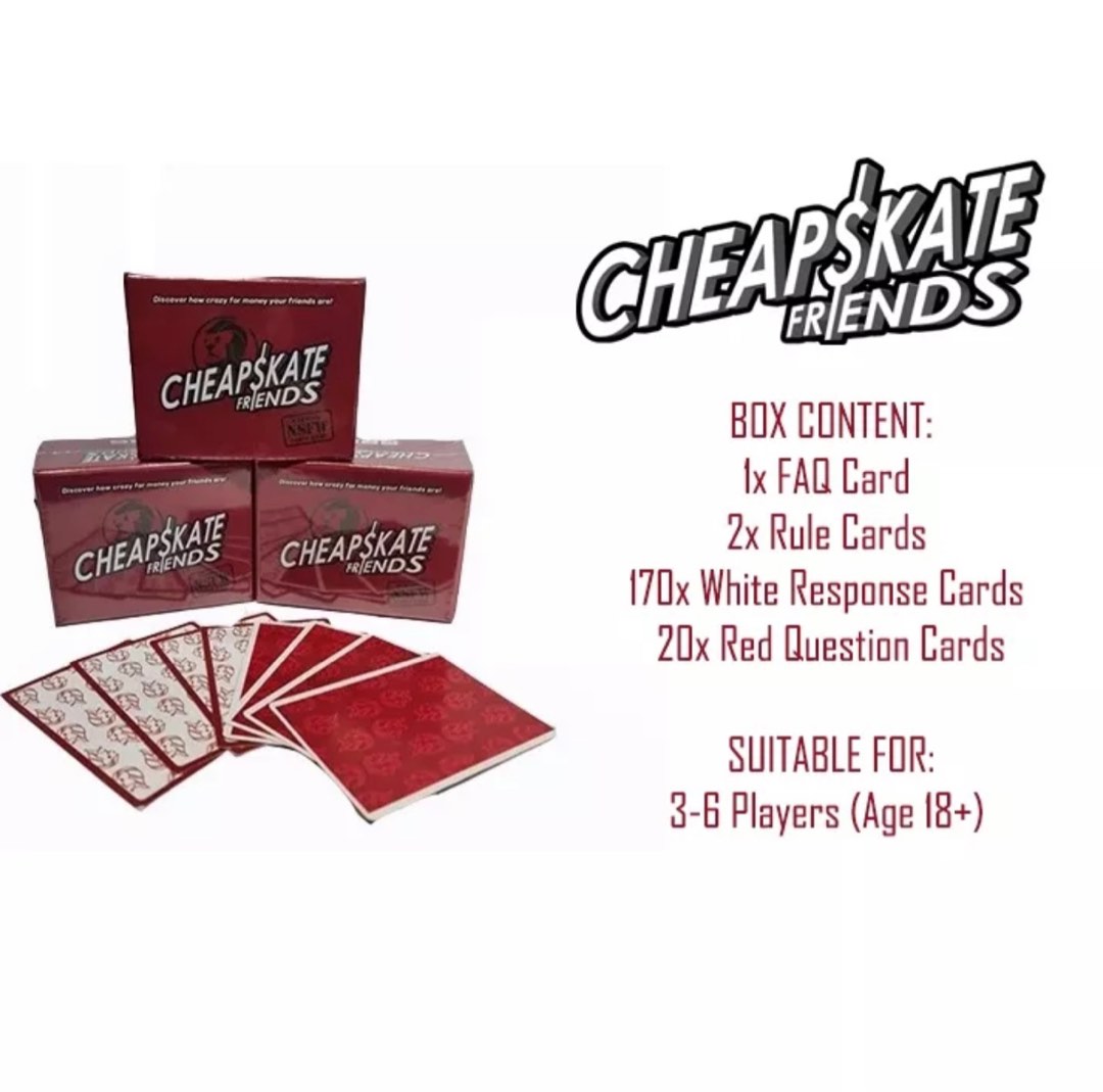 Cheapskate Friends Card Game, Hobbies & Toys, Toys & Games on Carousell