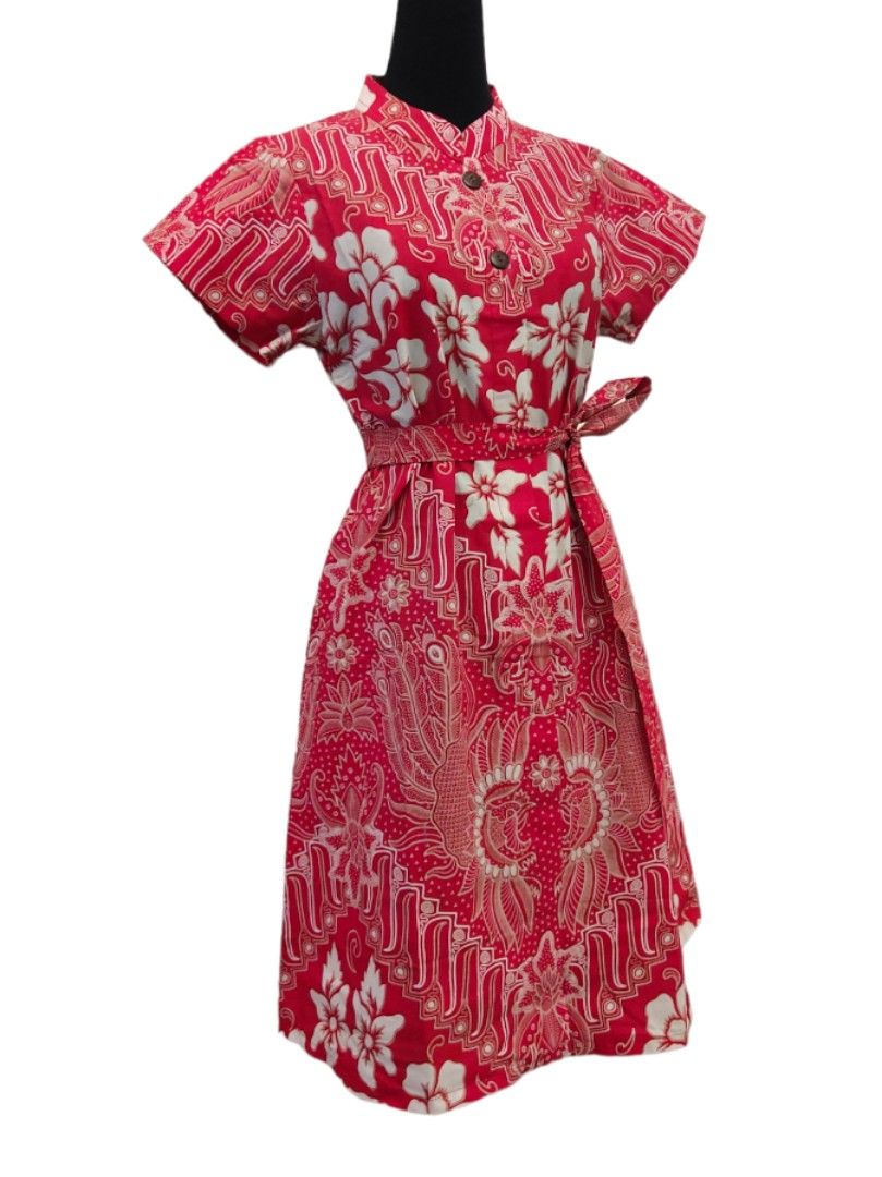 Cheongsam Red batik dress, Women's Fashion, Dresses & Sets, Dresses on ...