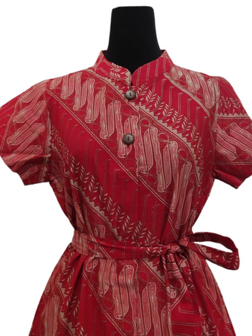 Cheongsam Red batik dress, Women's Fashion, Dresses & Sets, Dresses on ...