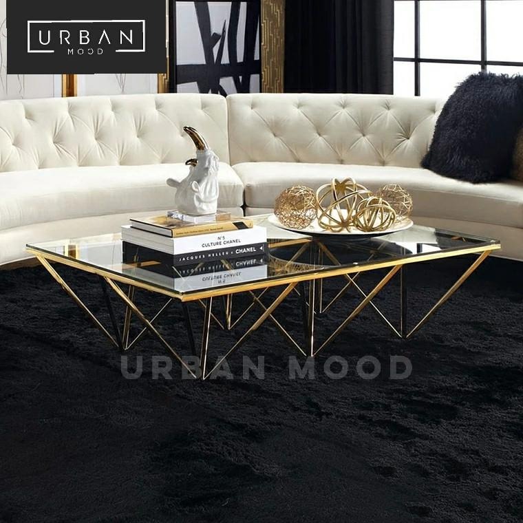 CLEOPATRA Minimalist Glass Coffee Table, Furniture & Home Living ...