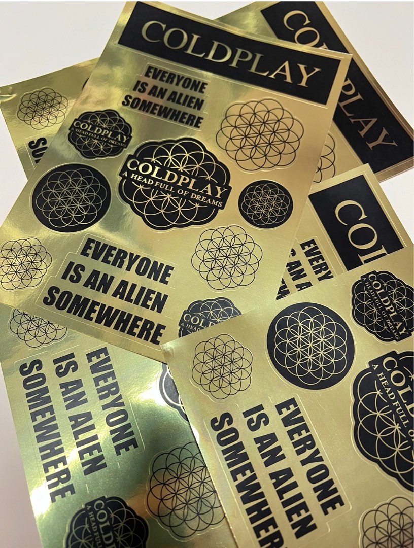 ColdPlay Gold Sticker, Hobbies & Toys, Memorabilia & Collectibles, Fan ...