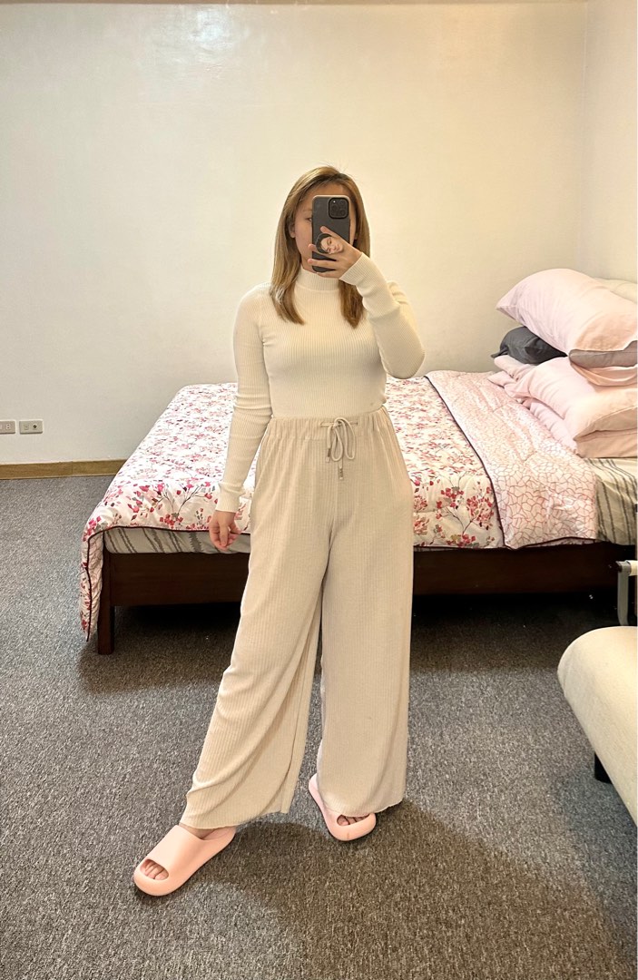 Cream Wide Leg Squarepants, Women's Fashion, Bottoms, Other Bottoms on ...