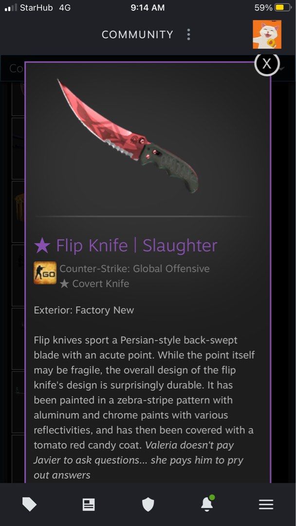 CSGO flip knife slaughter FN, Video Gaming, Gaming Accessories, In-Game Products on Carousell