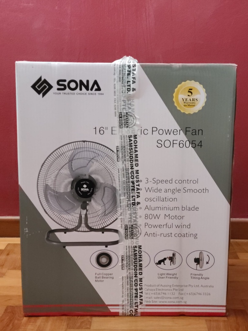 SONA 16" Electric Power Fan, Furniture & Home Living, Lighting & Fans, Fans on Carousell