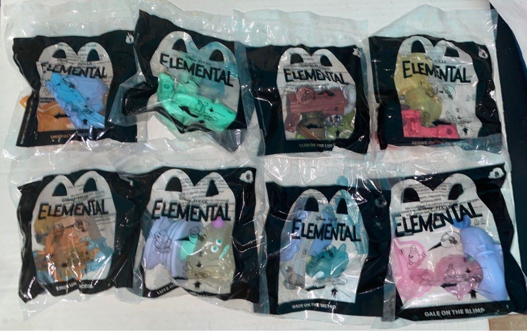 Elemental Disney Pixar McDonald's full set of 8 with happy meal box ...