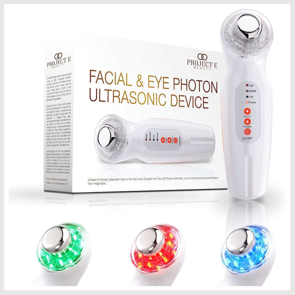 Facial & Eye Photon Ultrasonic Device by Project E Beauty | Red, Blue ...