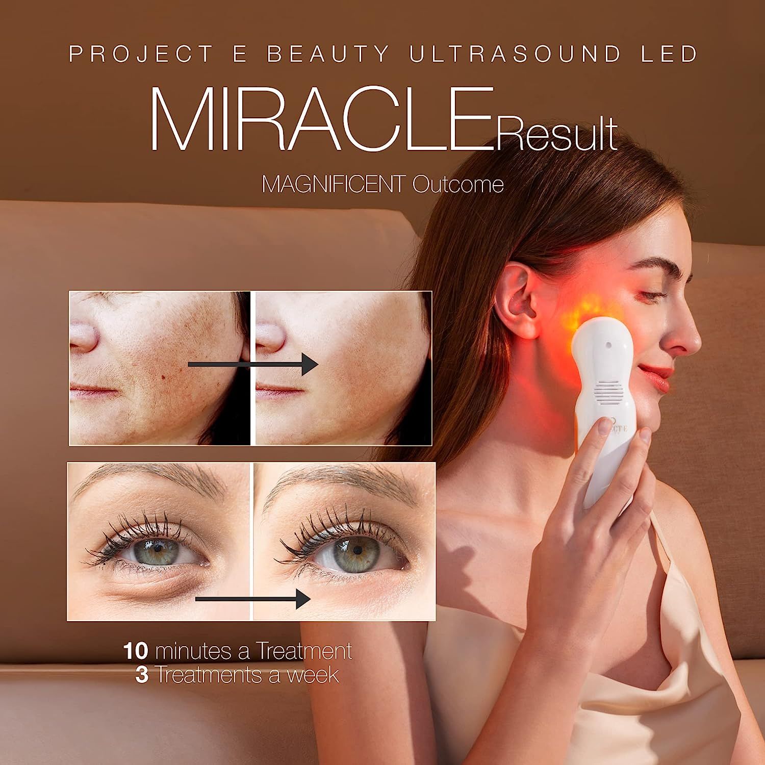 Facial & Eye Photon Ultrasonic Device by Project E Beauty | Red, Blue ...
