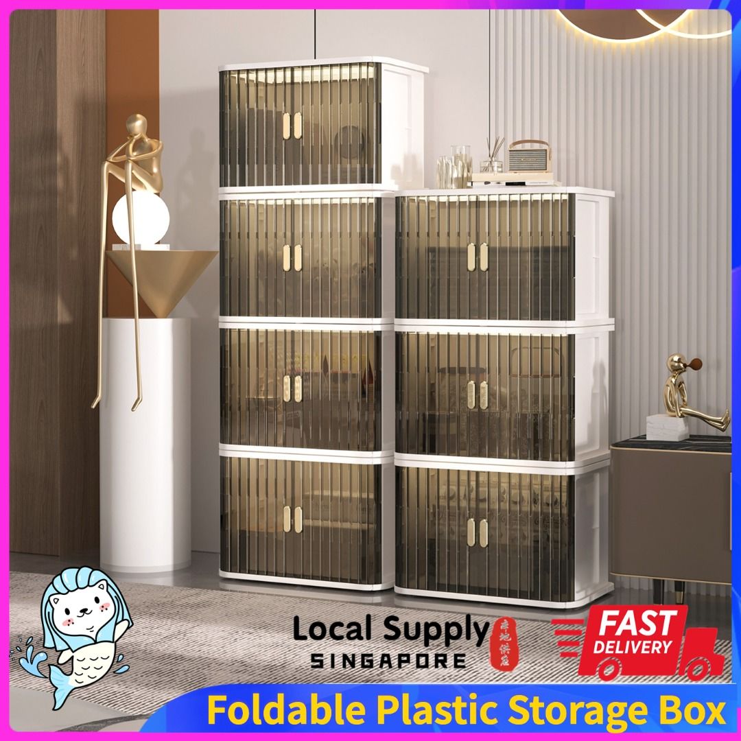 Foldable Plastic Storage Box, Window Shutters Storage Box with Lid ...