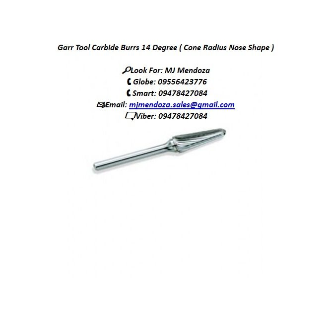 Garr Tool Carbide Burrs 14 Degree ( Cone Radius Nose Shape ), Commercial & Industrial ...