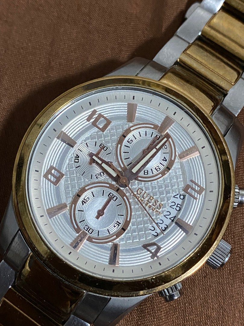 Guess steel watch japan mov't 100m water resistance, Women's Fashion ...