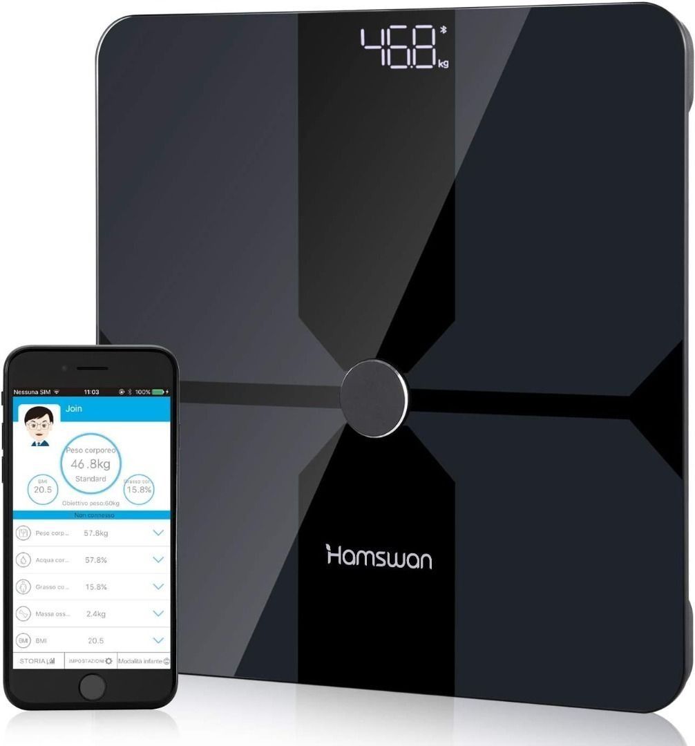 HAMSWAN Upgraded Bluetooth Body Fat Scale, Smart Wireless BMI Scale ...