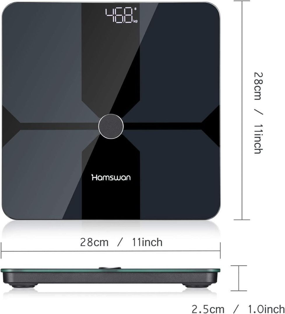 HAMSWAN Upgraded Bluetooth Body Fat Scale, Smart Wireless BMI Scale ...