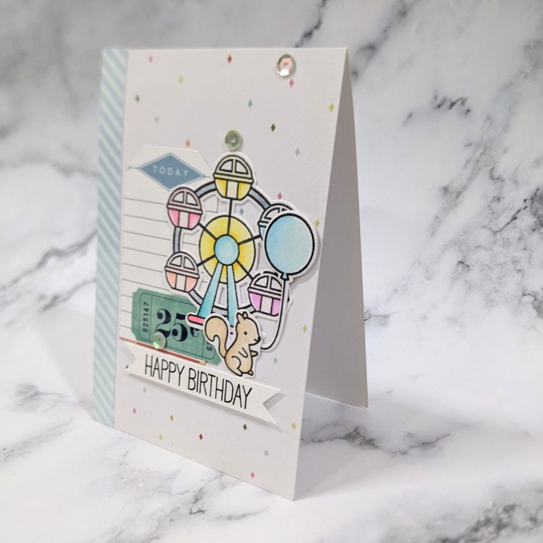 Handmade birthday card at the funfair with ferris wheel, Hobbies & Toys ...