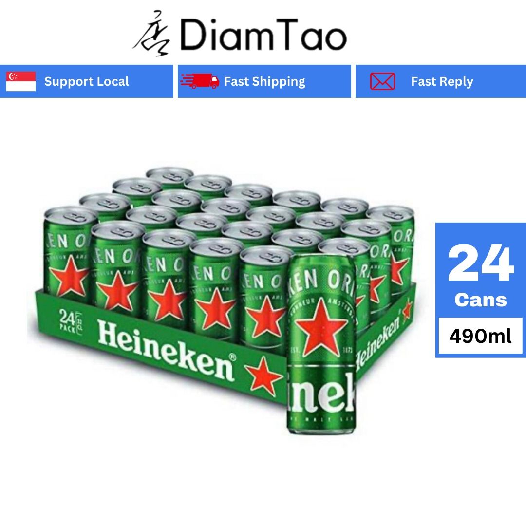 Heineken 490ml x 24 Cans, Food & Drinks, Alcoholic Beverages on Carousell