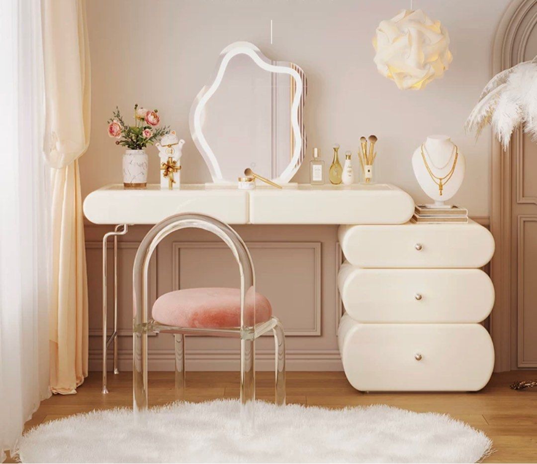 HEMNES Modern Cream Vanity Table Set, Furniture & Home Living ...