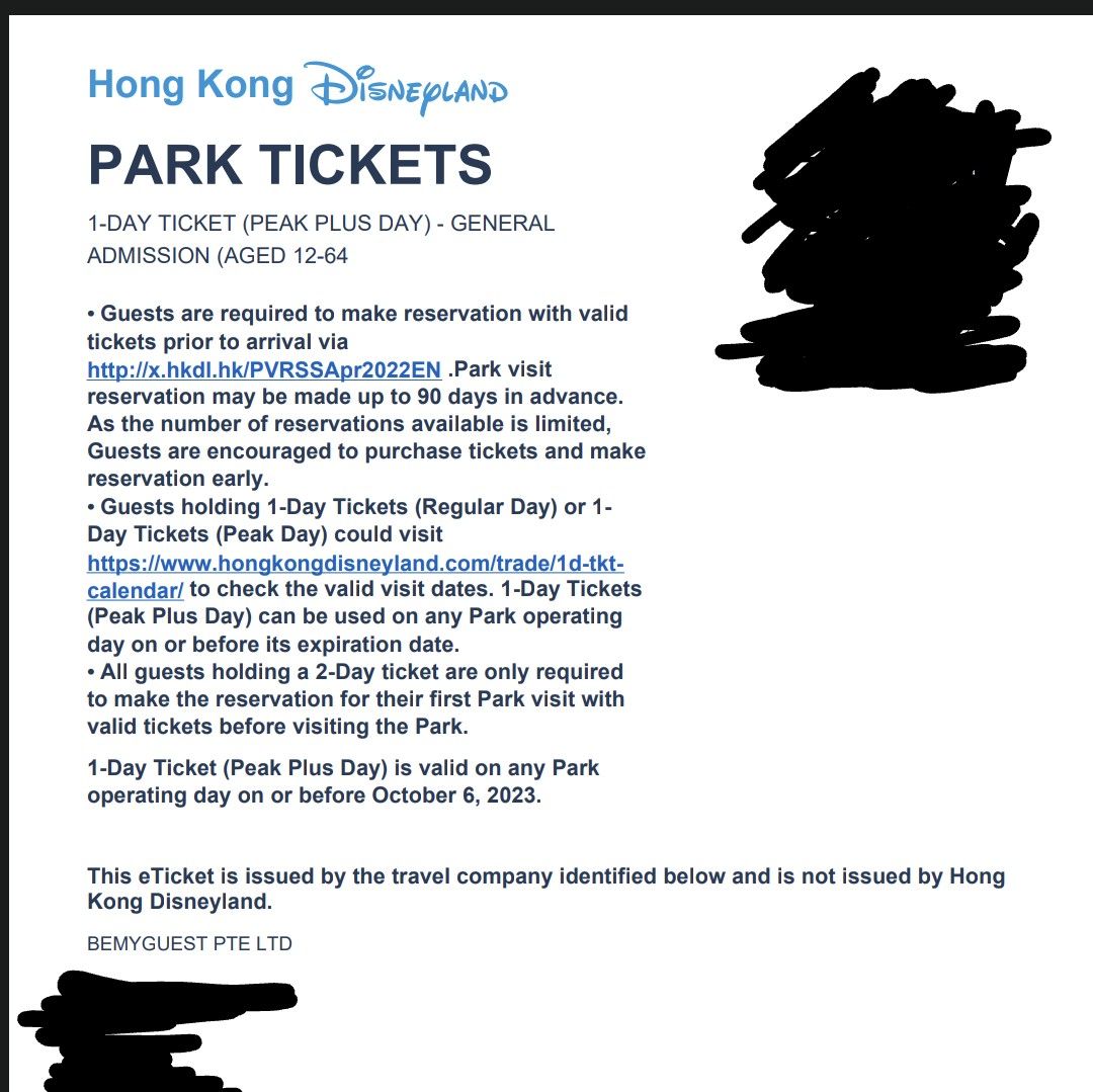 Hong Kong Disneyland Ticket (Peak Plus), Tickets & Vouchers, Flights ...